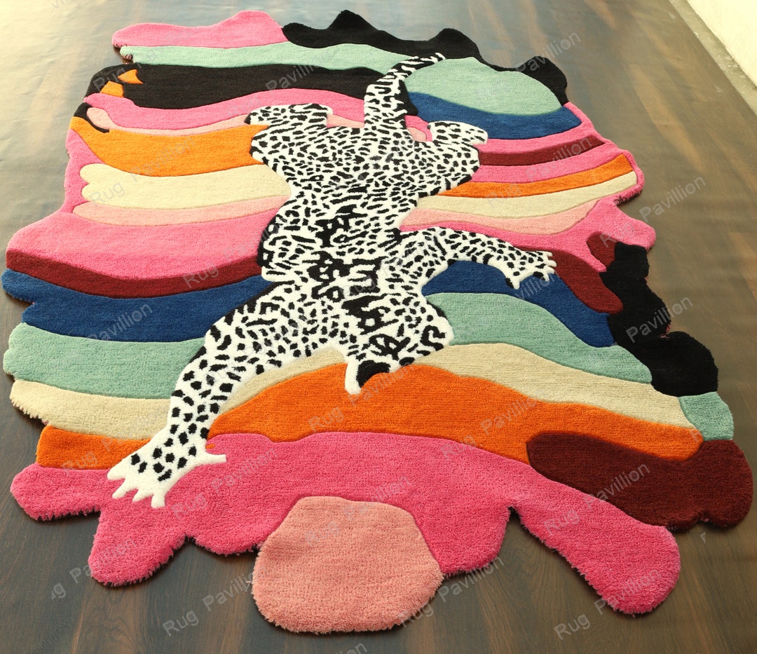 Multi Colour Panther Rug Feet Creative Pattern Carpet for Living Room ...