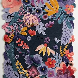 Jordan Purple Floral Unshape Decor Rugs Rainbow Color New Authentic 100 ...