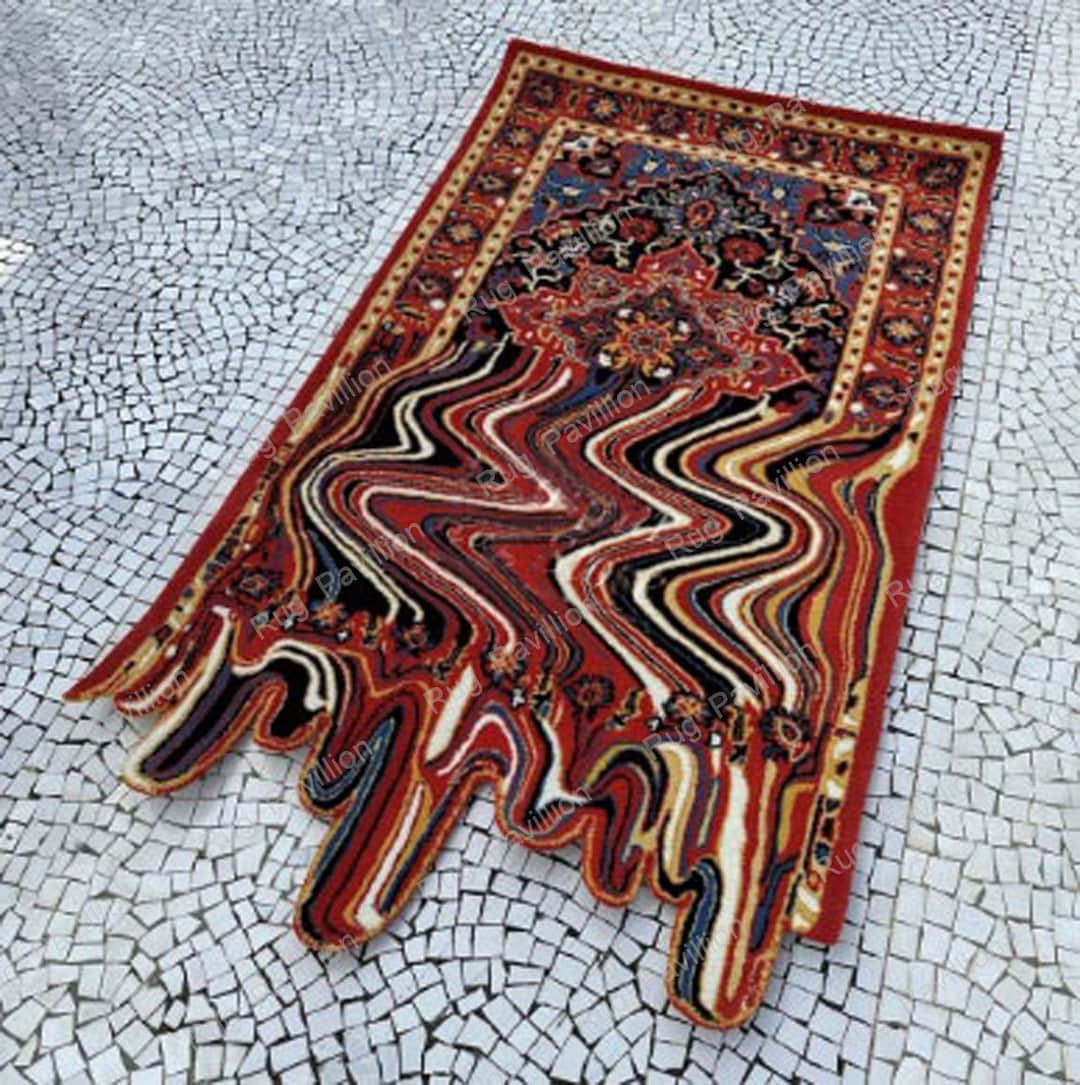 Red Color Melting Rug for Home | Melting Persian Rugs | Living Area Rug ...