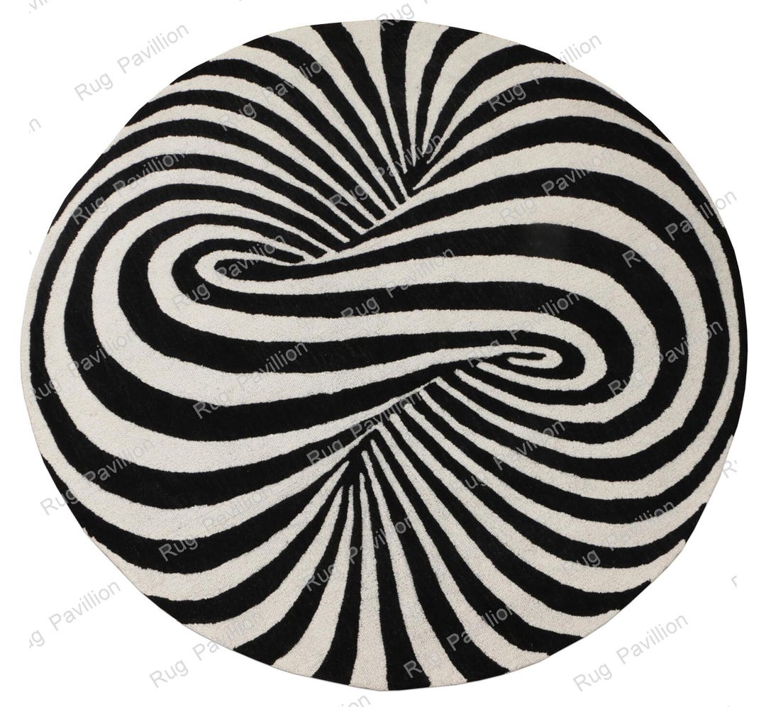 Black & White Irregular Shape Unshape Hand-tufted 100% Wool Handmade ...