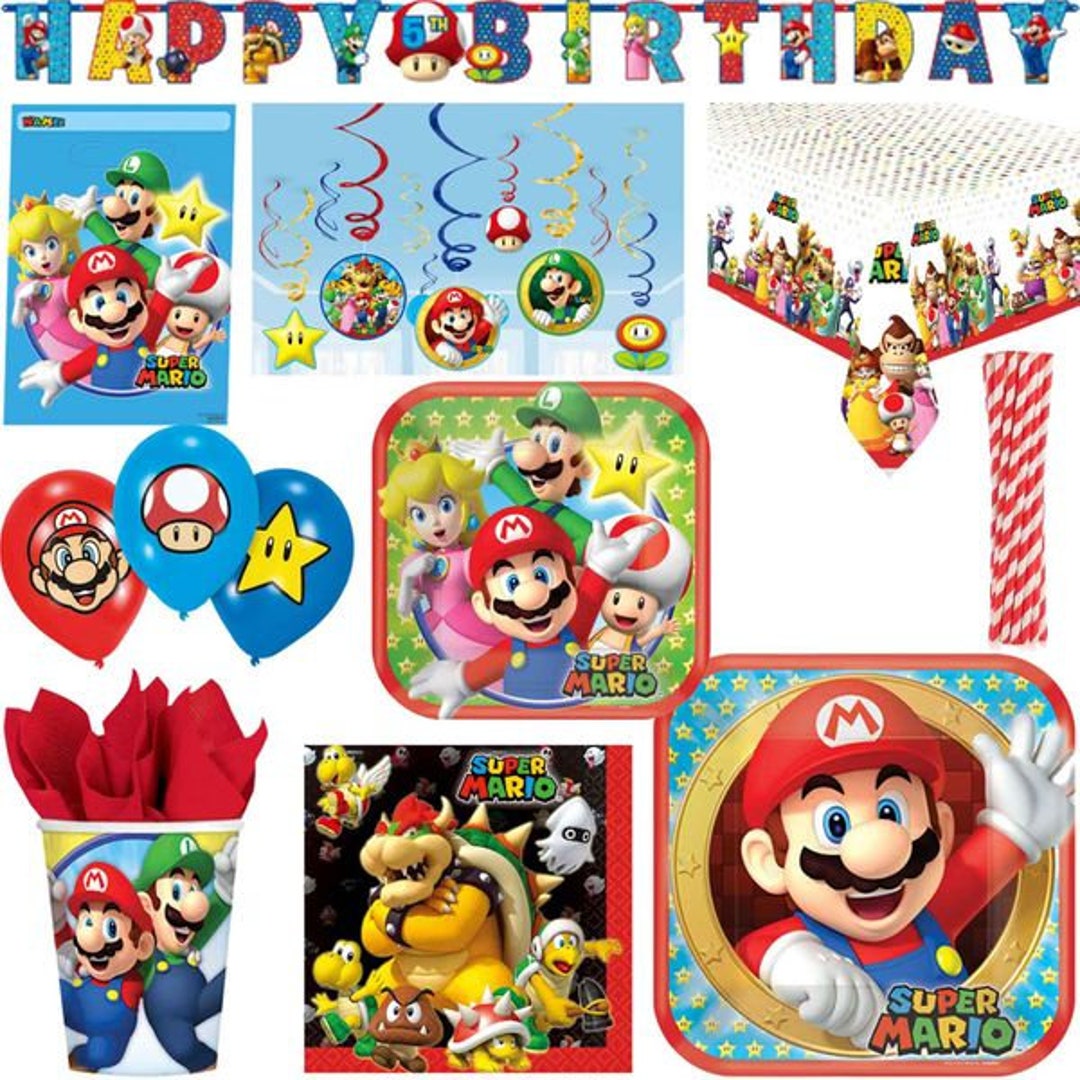 Party Set 78 Pieces. Super Mario Birthday Decoration for Children's ...