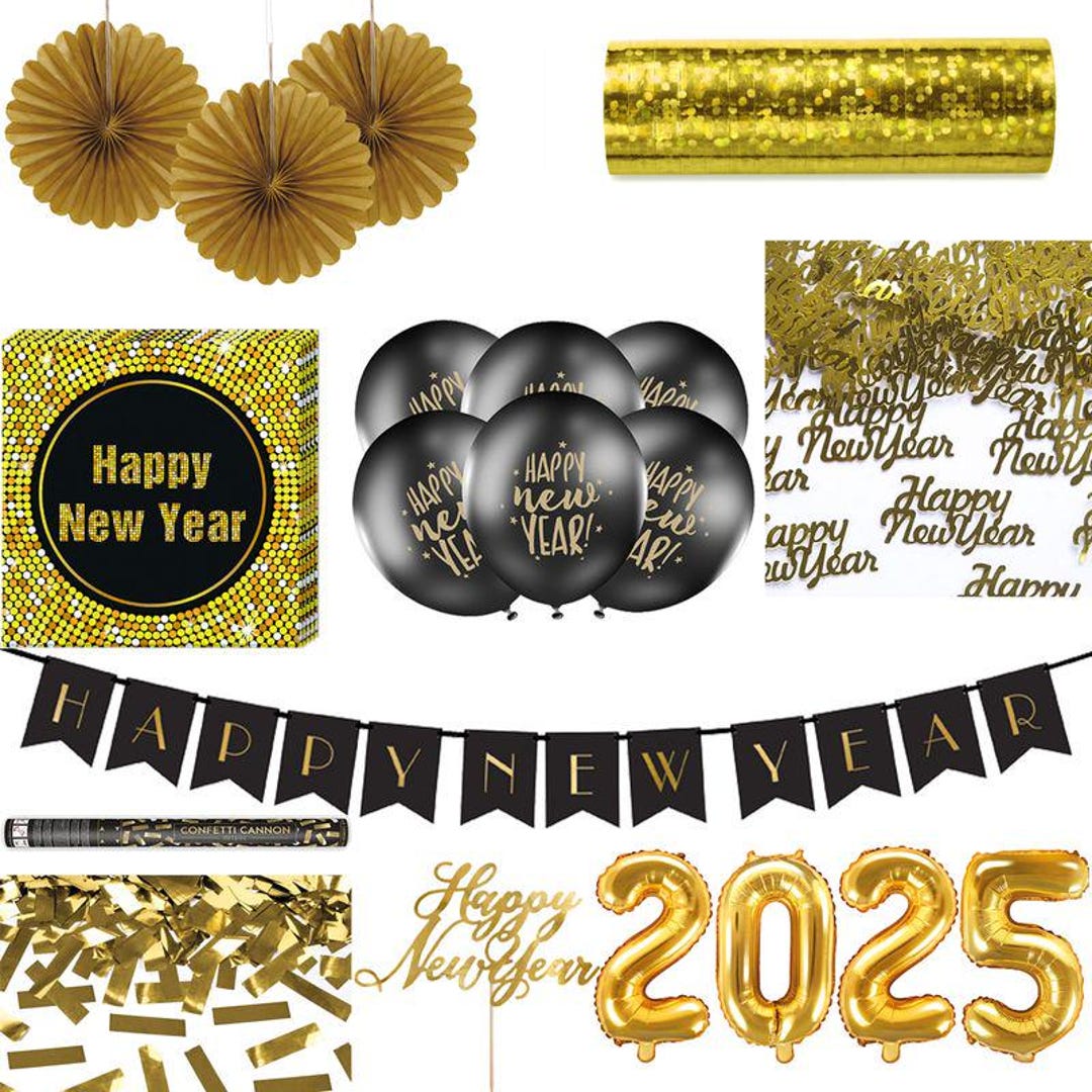 Silvester Party Deko Set 2024 XL fold schwarz Dekoration - Etsy.de