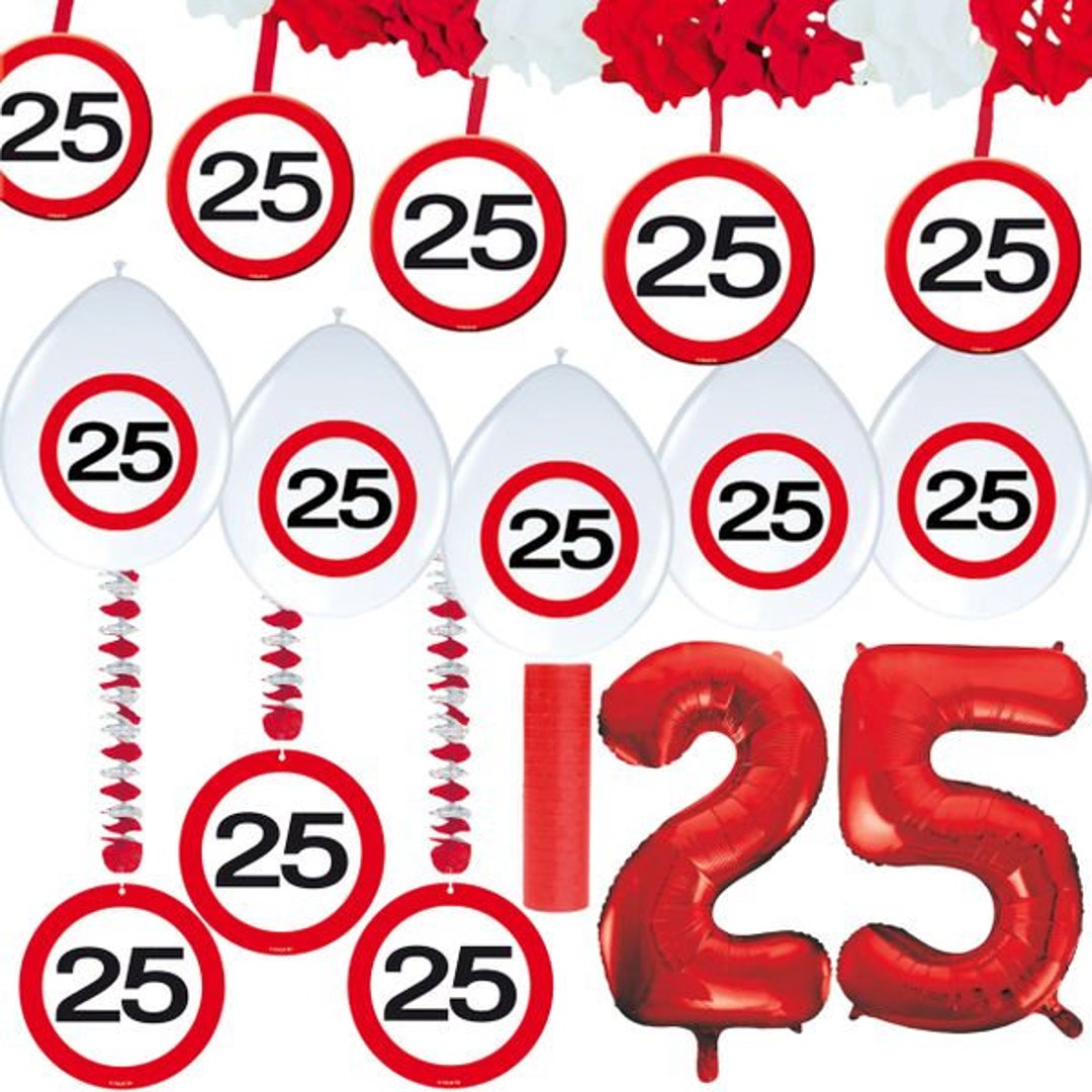 25th Birthday Traffic Sign Party Decoration Set Red White Man Woman ...