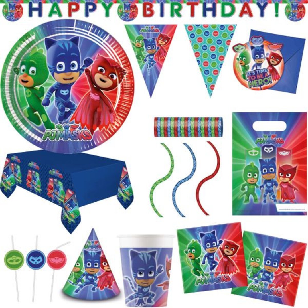 PJ Masks Pajama Heroes Children's Birthday Decoration XL Party Set for ...