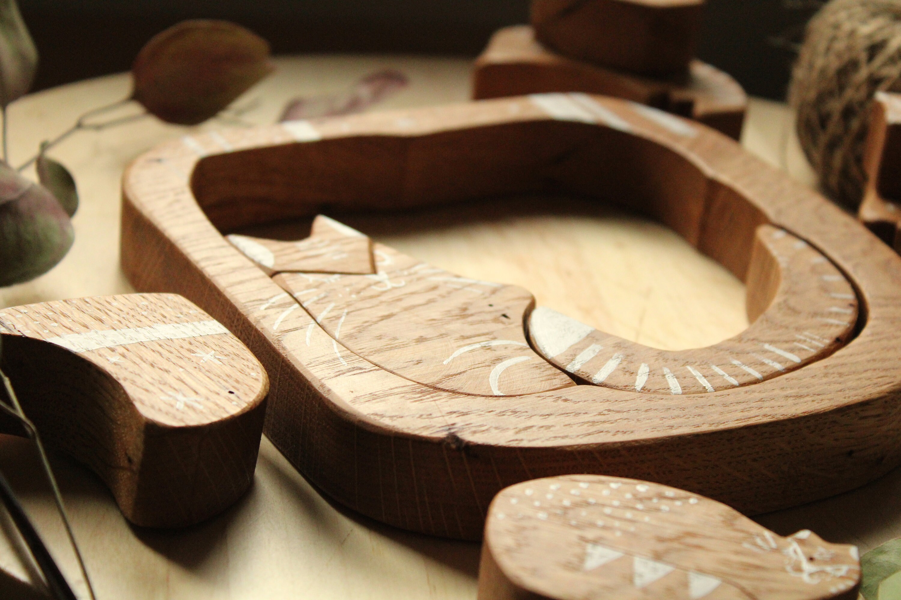 Educational Wooden Cat-shaped Puzzle for Kids, Unique Feline Jigsaw for ...