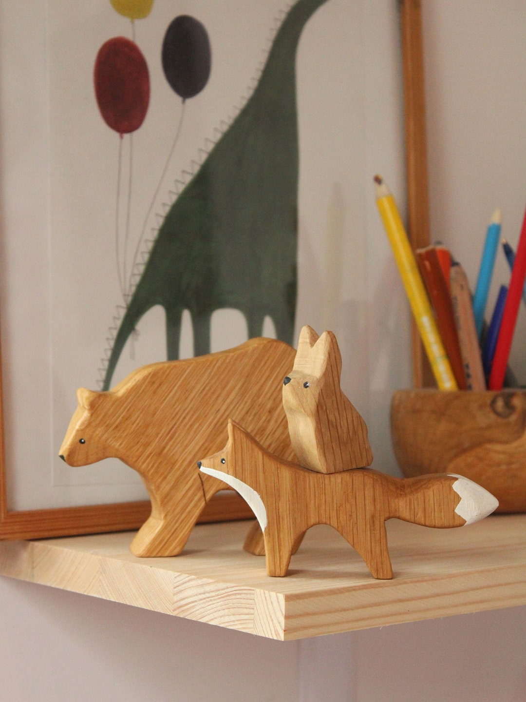 Forest Animals SET, Wooden Animal Figurines, Unique Gifts for Kids ...
