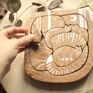 Educational Wooden Cat-shaped Puzzle for Kids, Unique Feline Jigsaw for ...