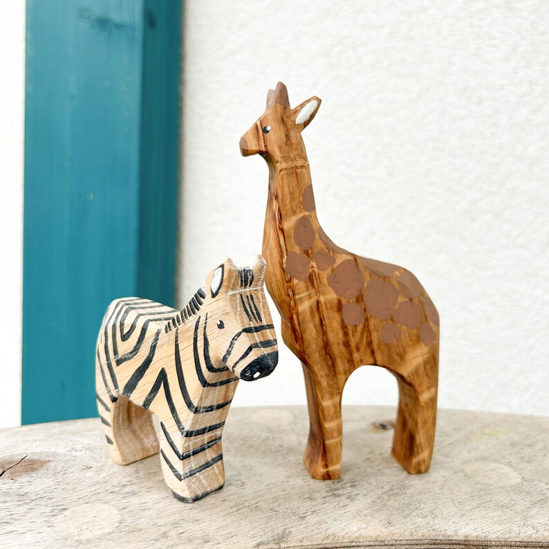 Wooden African Animal Figurines Play SET Handmade Safari Eco Toys ...