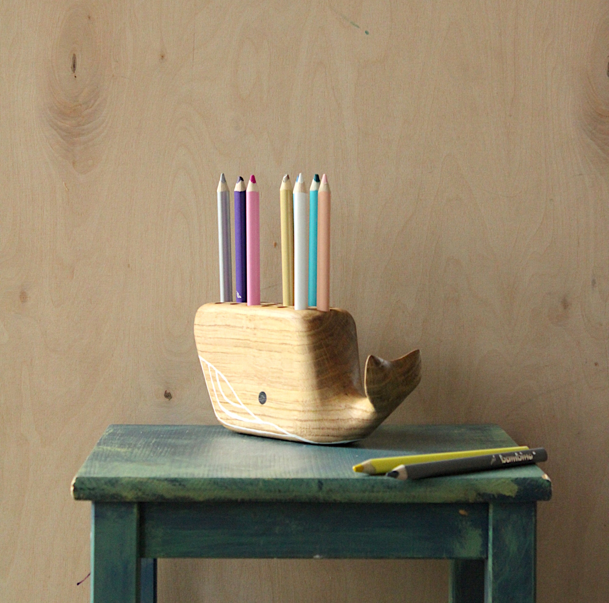 Unique Wooden Kids Desk Organizer Humpback Whale, Cute Crayon Holder ...