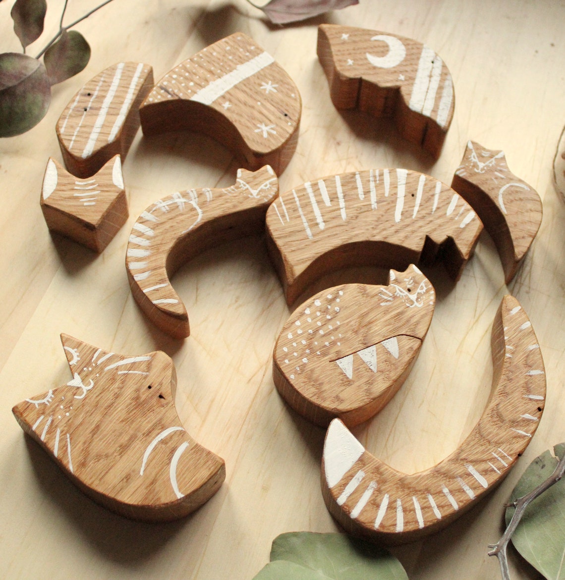 Educational Wooden Cat-shaped Puzzle for Kids, Unique Feline Jigsaw for ...