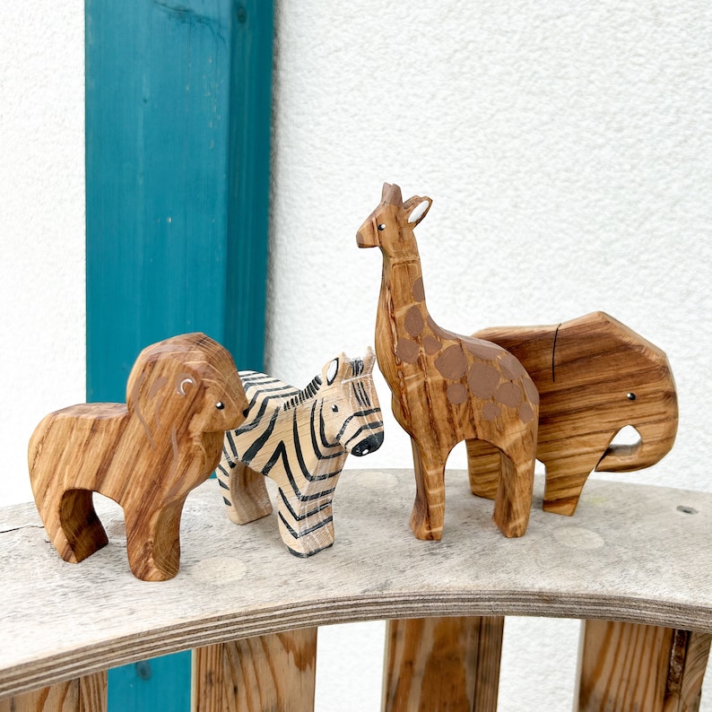 Wooden African Animal Figurines Play SET Handmade Safari Eco Toys ...