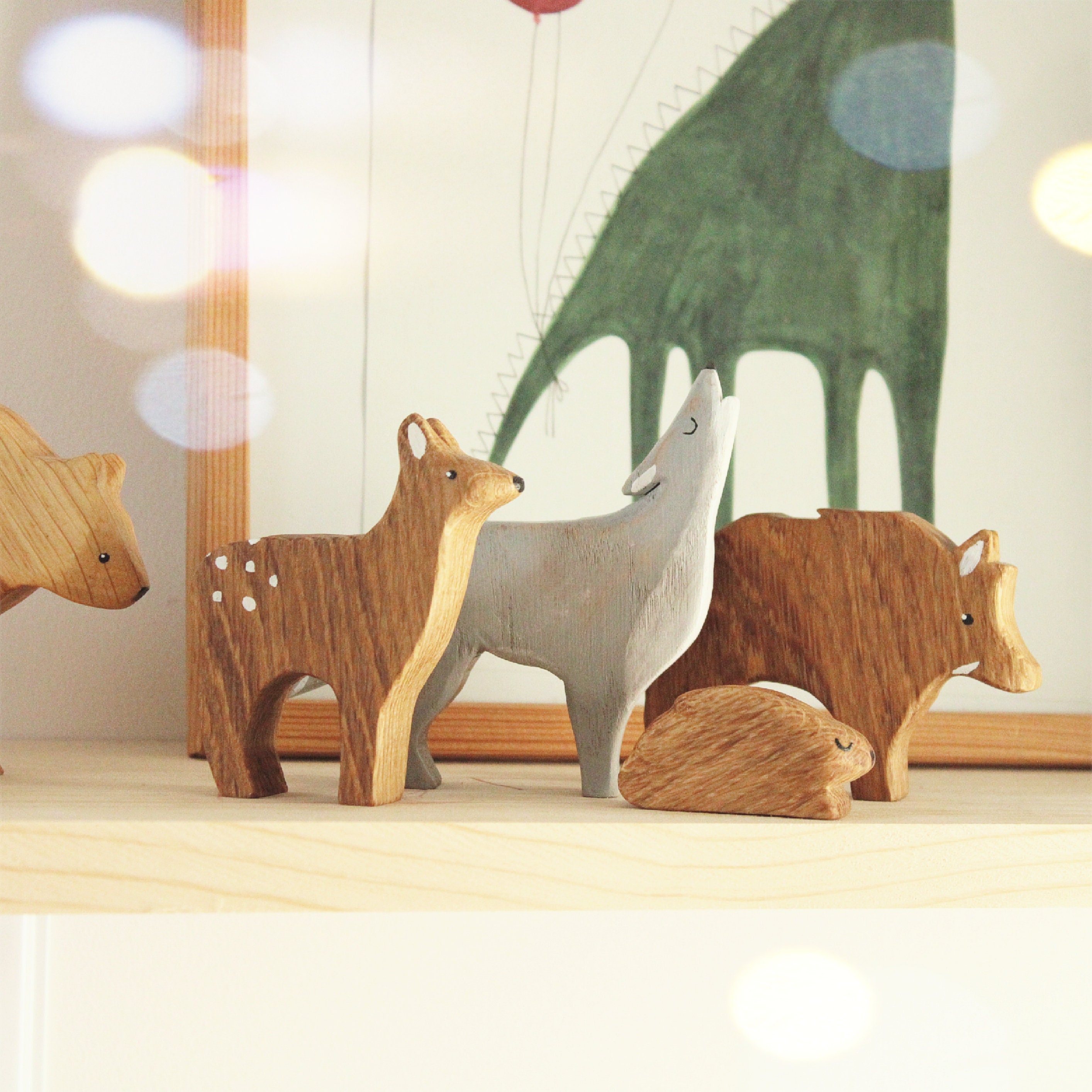 Big Forest Wooden Animals SET Woodland Waldorf Inspired - Etsy