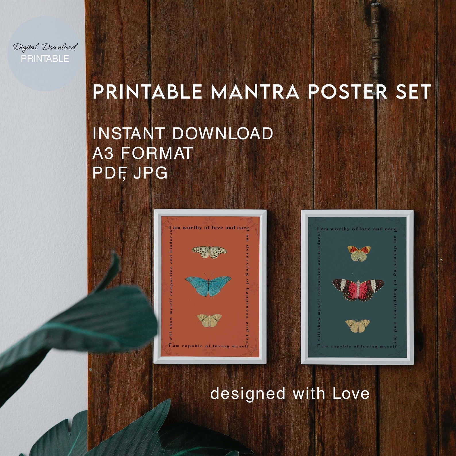 Printable Mantra Poster Set, Positive Affirmations Mantra Growth, Self ...