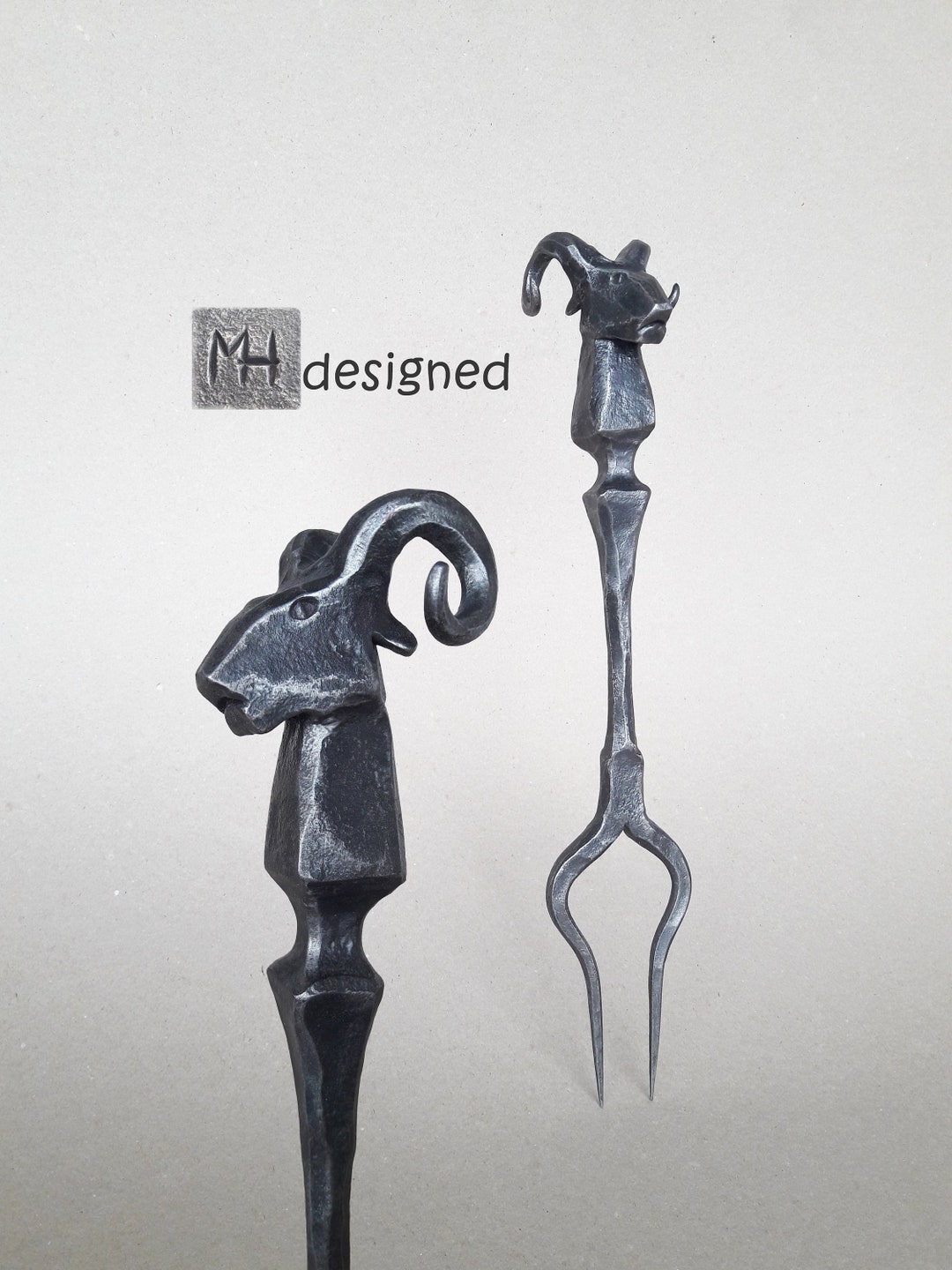 Barbecue Fork – RAM, Hand Forged, Unique Piece of Metal Art, Blacksmith ...