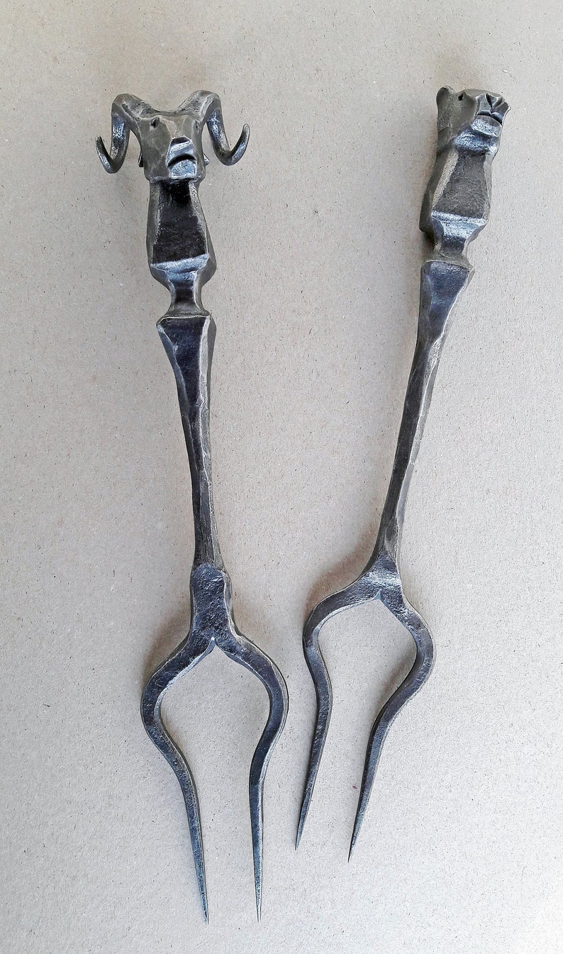 Barbecue Fork – RAM, Hand Forged, Unique Piece of Metal Art, Blacksmith ...