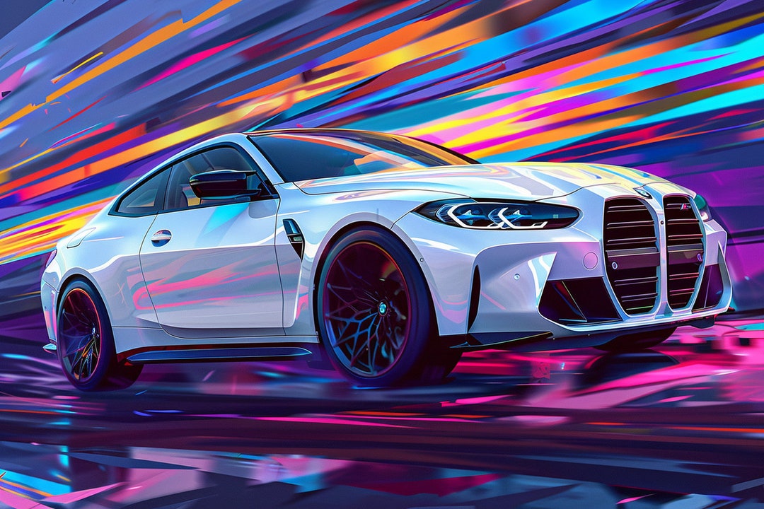 Digital BMW M4 Art Print Abstract Car Illustration Gift for Him Modern ...