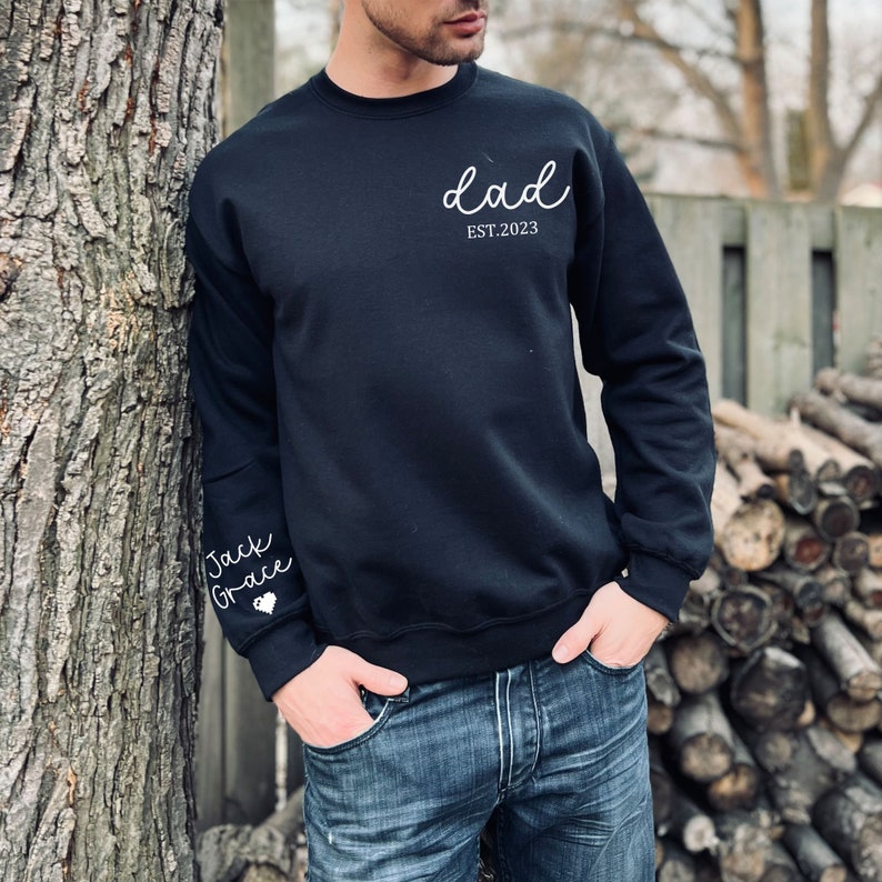 Custom Dad Sweatshirt With Kids Names, Personalized Dad Sweatshirt, Dad ...