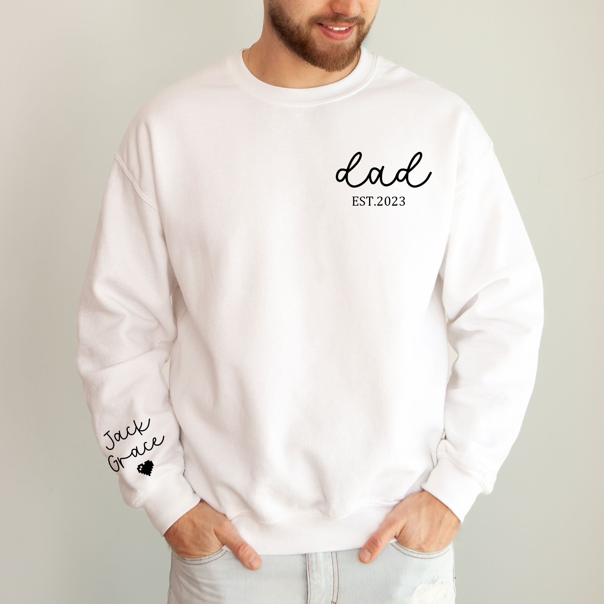 Custom Dad Sweatshirt With Kids Names, Personalized Dad Sweatshirt, Dad ...