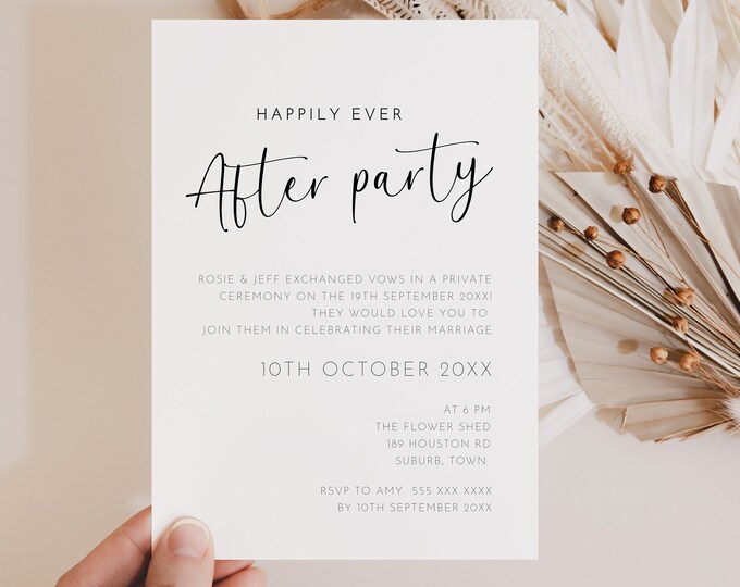 Wedding Reception Invitation Printed, Happily Ever After Party Invite ...