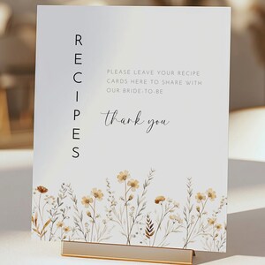 Boho Floral Recipe Card Table Sign Editable Template, Fall Wedding ...