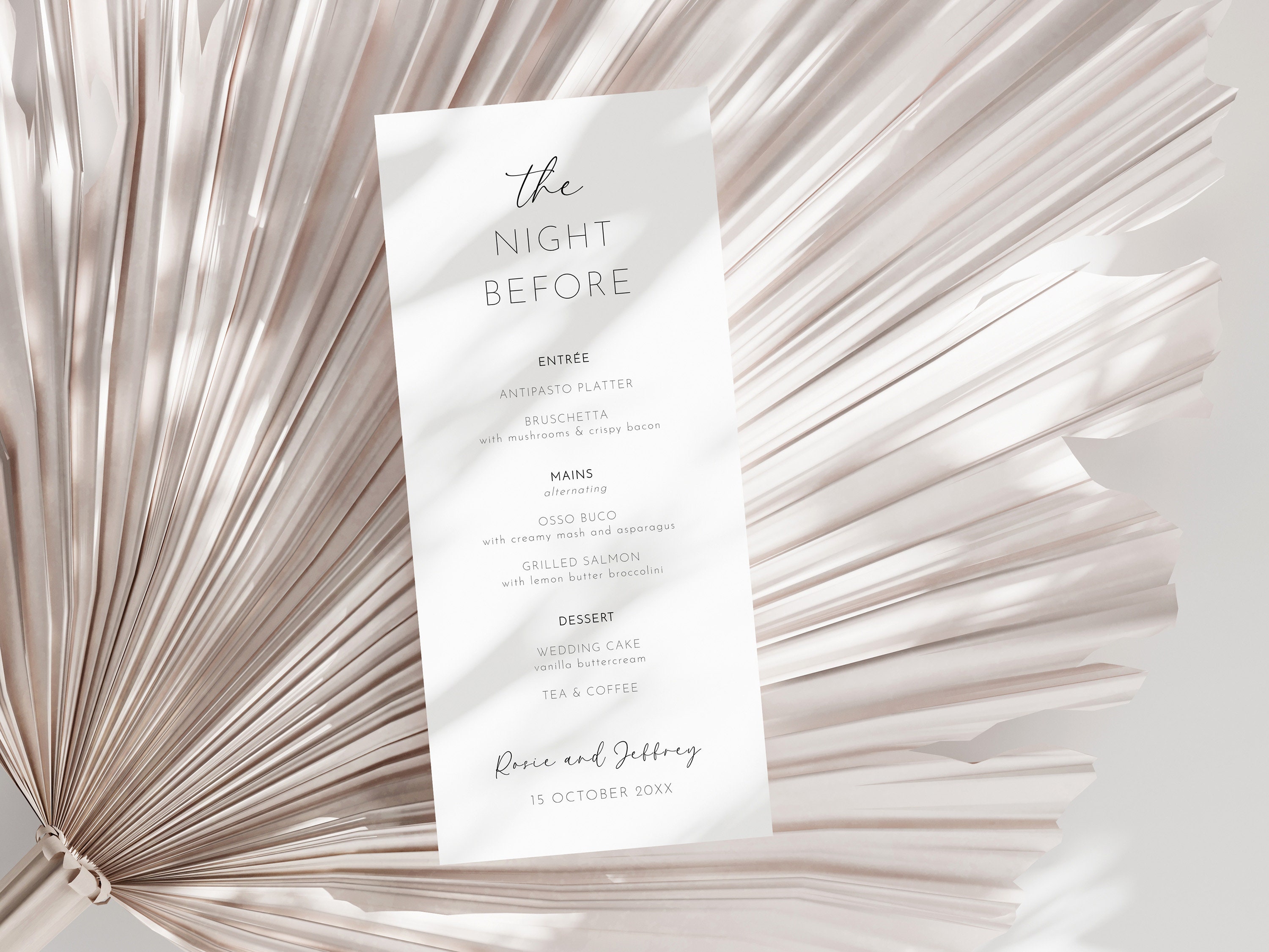 Rehearsal Dinner Menu Card & Table Sign Template, Editable Modern ...