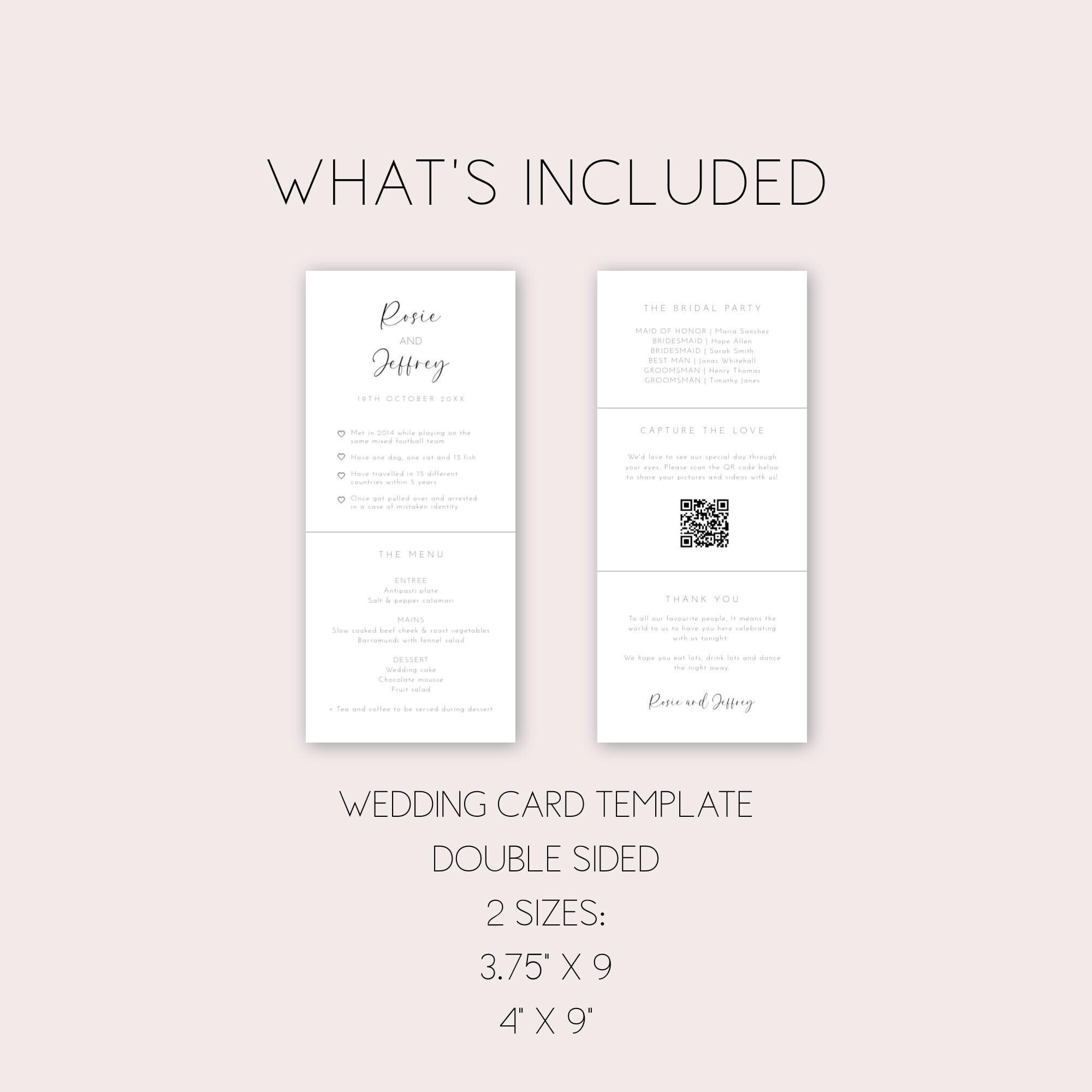 Fun Fact Wedding Card Editable Template, Menu Napkin Note, Capture the ...