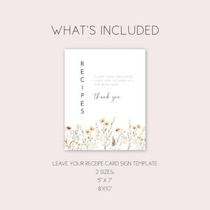 Boho Floral Recipe Card Table Sign Editable Template, Fall Wedding ...