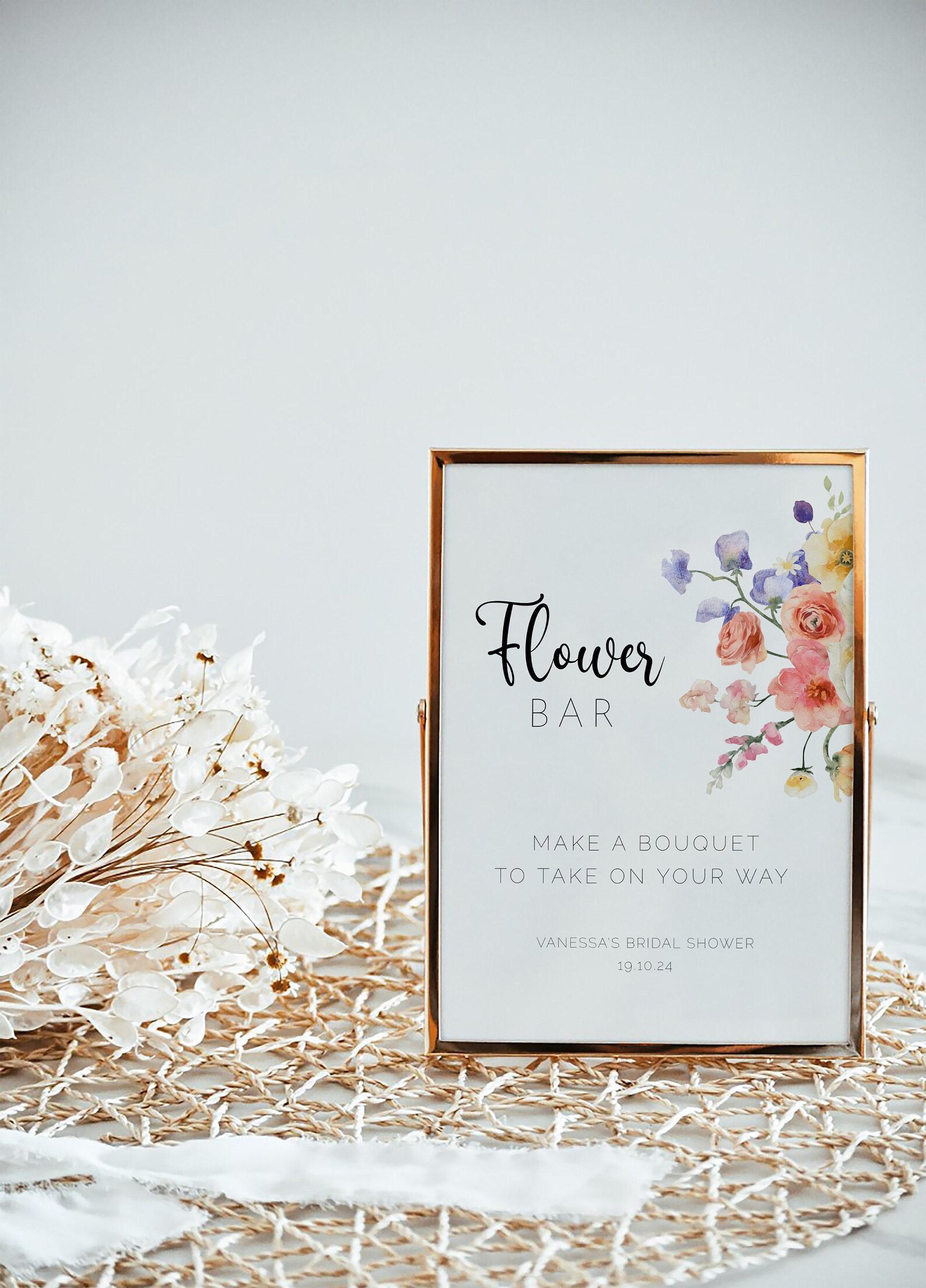 Flower Bar Sign, Editable Flower Station Template, Bridal Shower ...