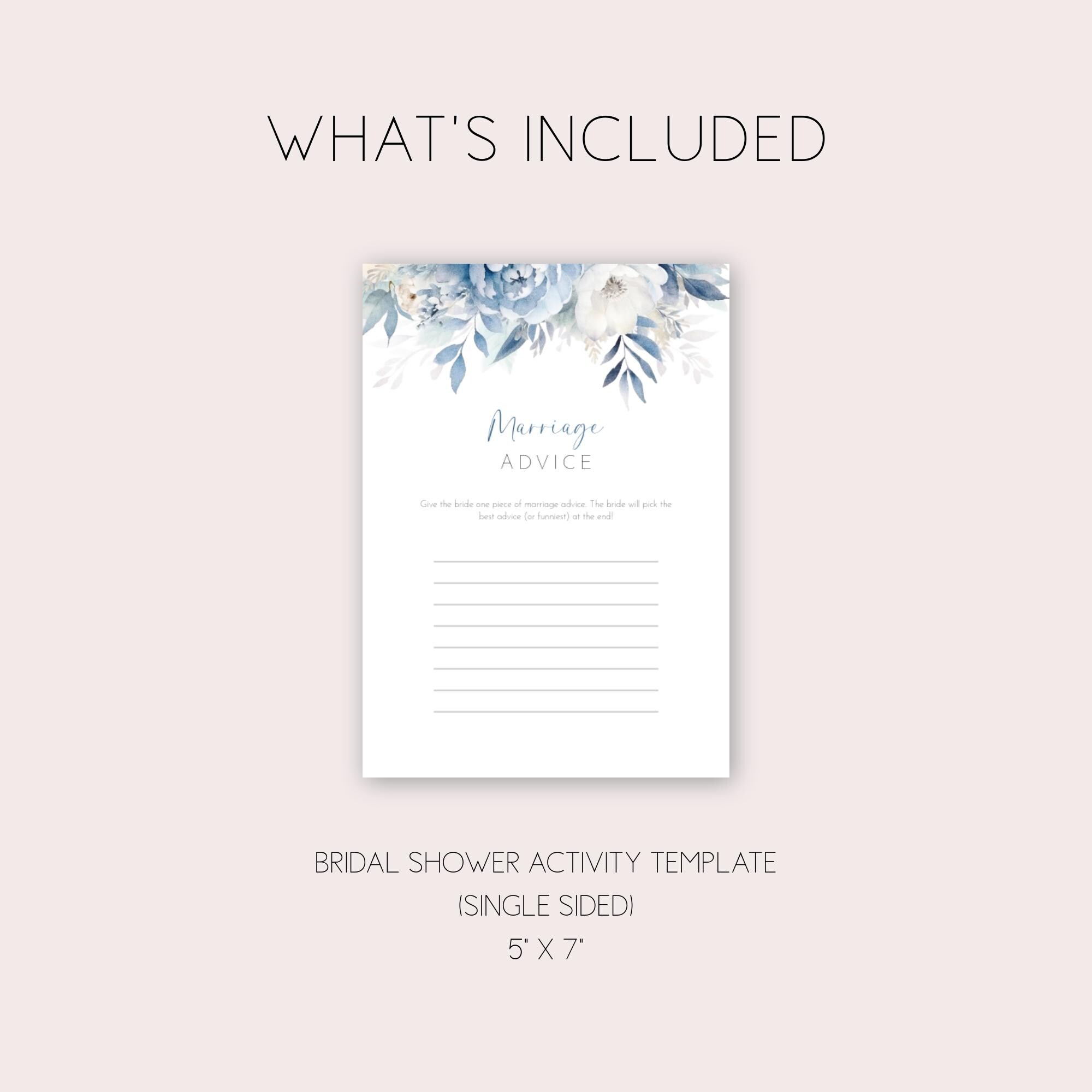 Marriage Advice Card Template, Printable Wedding Advice Cards, Editable ...