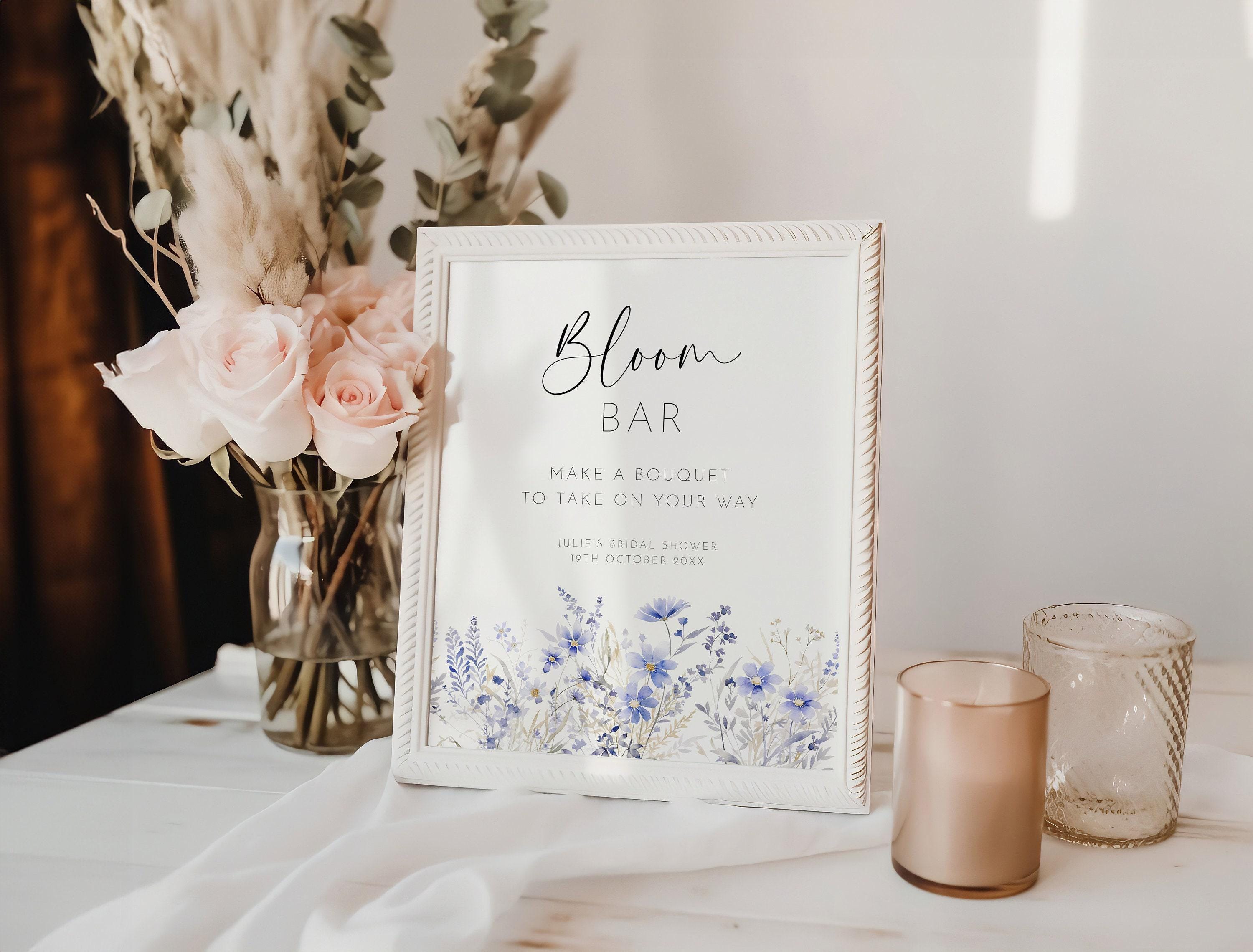 Dusty Blue Flower Bar Sign, Printable Wildflower Bloom Bar Template ...