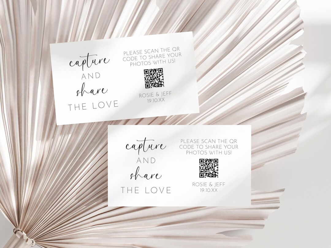 Capture the Love Wedding QR Code Card Template, Share the Love, Wedding ...