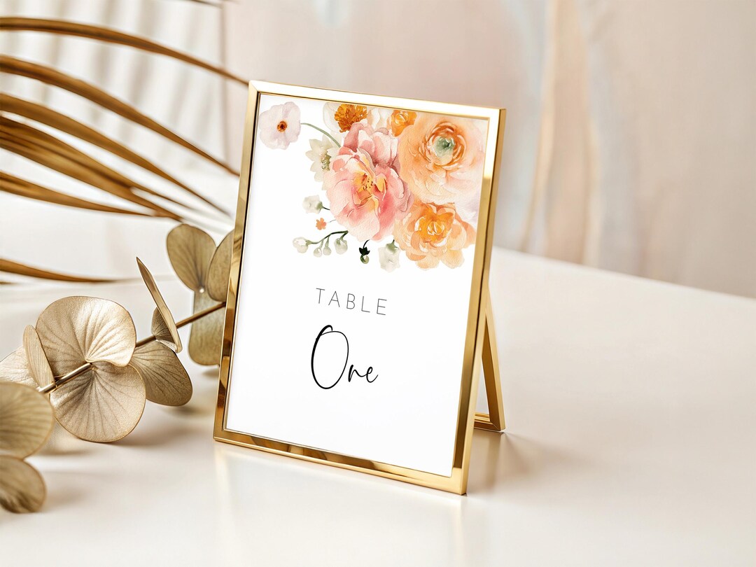 Boho Floral Table Number Template, Printable Editable Wedding Decor ...