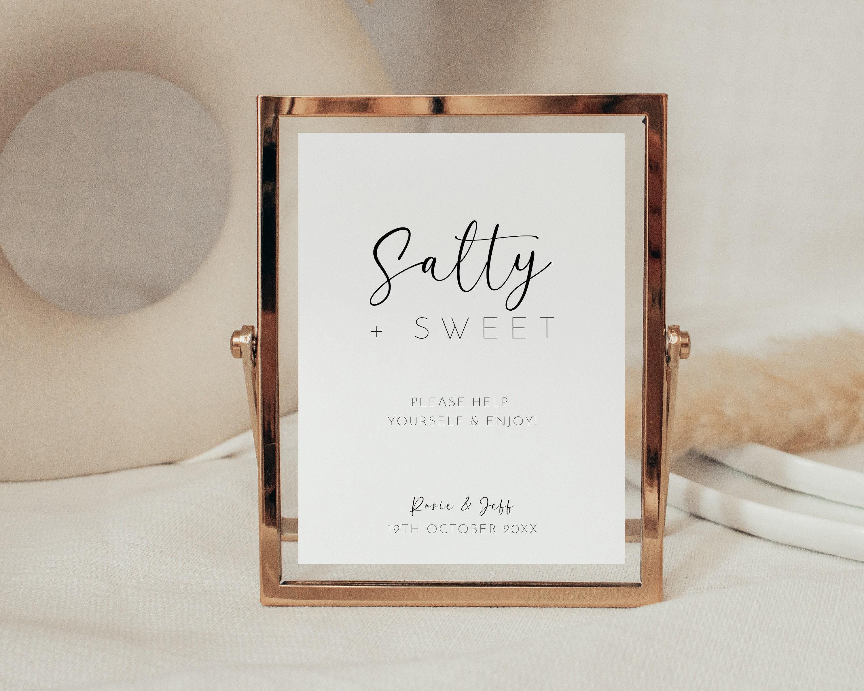 Salty and Sweet Printable Bar Sign, Editable Wedding Favor Sign ...