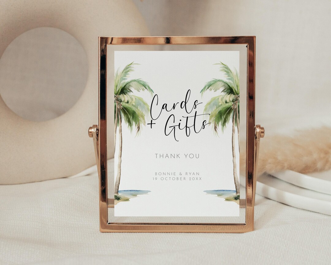 Cards and Gifts Sign With Palm Trees, DIY Editable Template, Printable ...