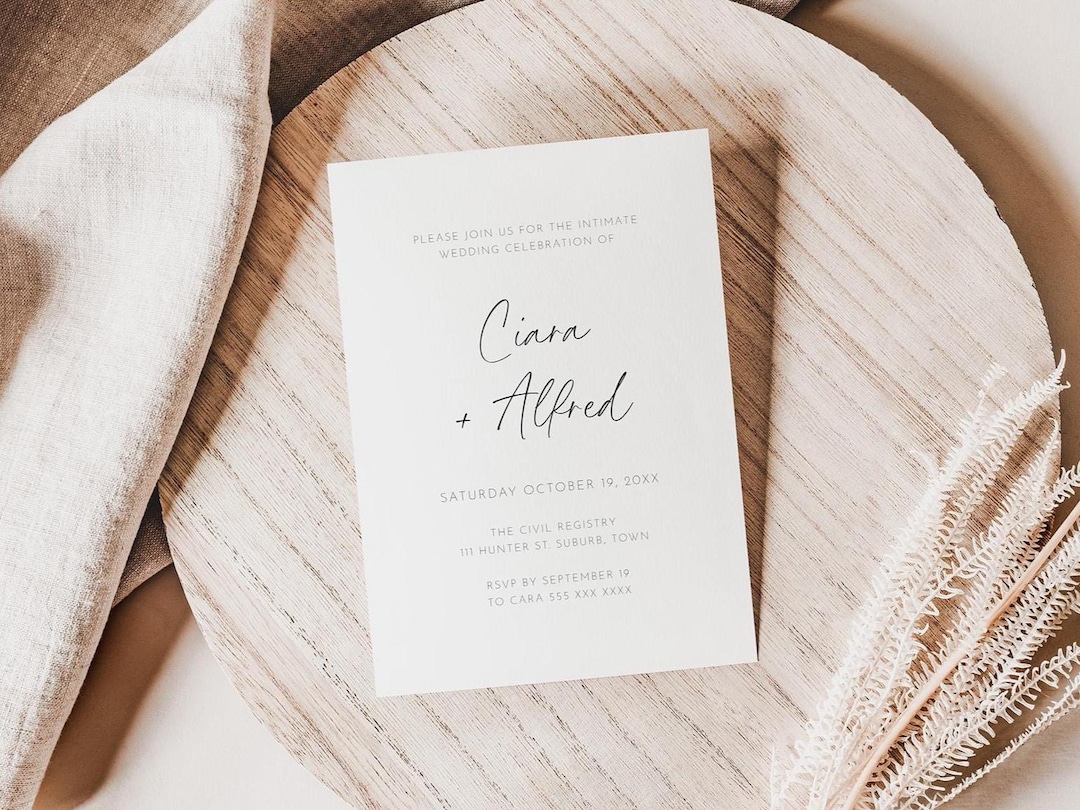 Civil Wedding Invitation Template, Minimalist Digital Ceremony Invite ...