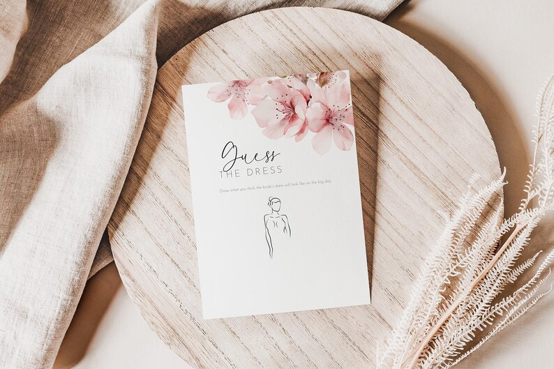 Guess the Dress Game Template, Pink Floral Bridal Shower Activity ...