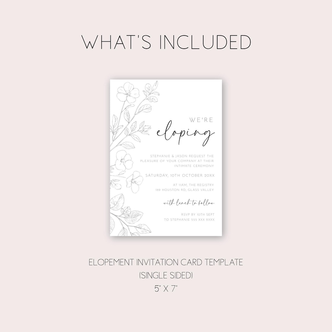 Elopement Invitation Editable Template, Minimal Intimate Wedding Fine ...