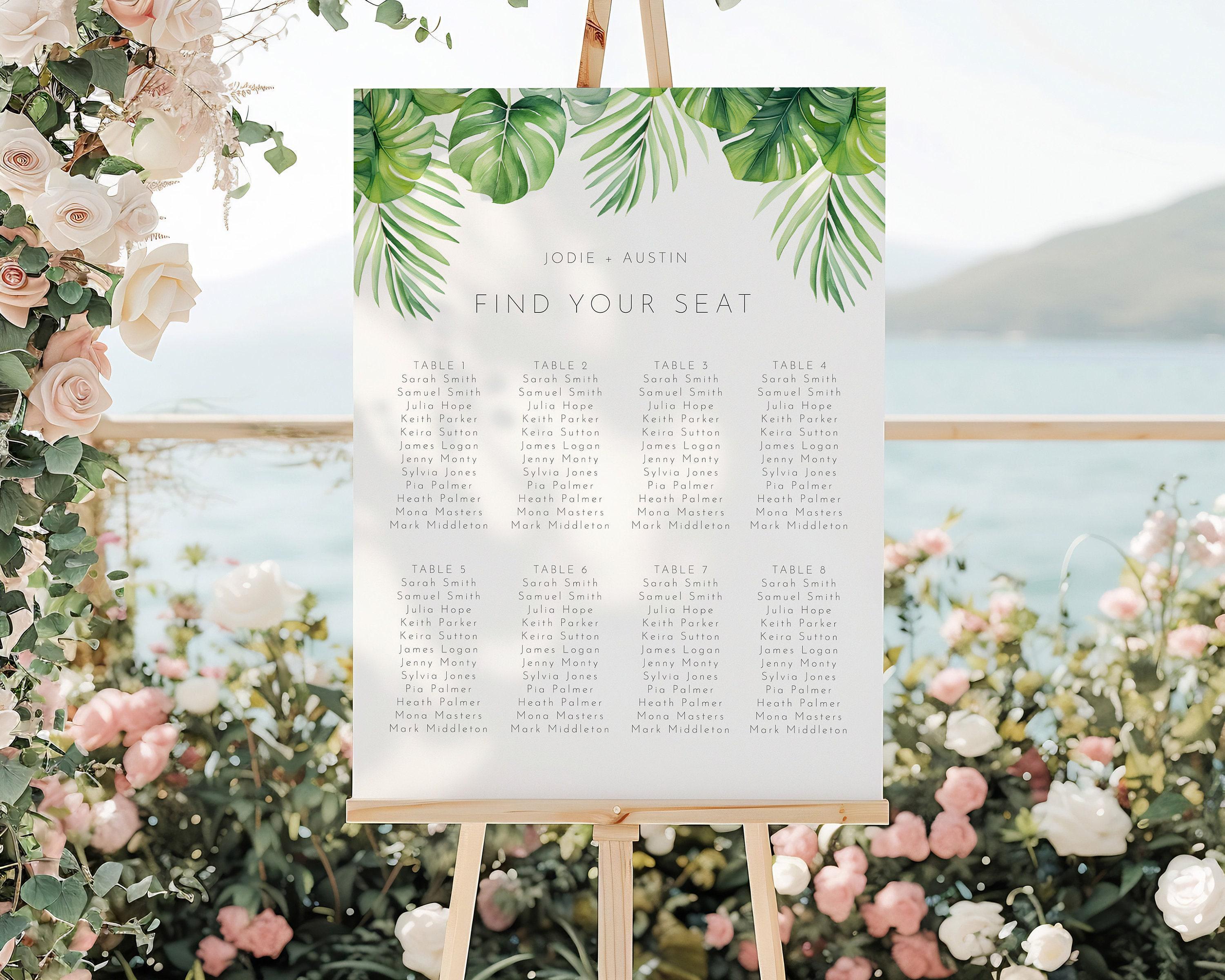 Tropical Beach Wedding Seating Chart Template, Find Your Seat Plan ...
