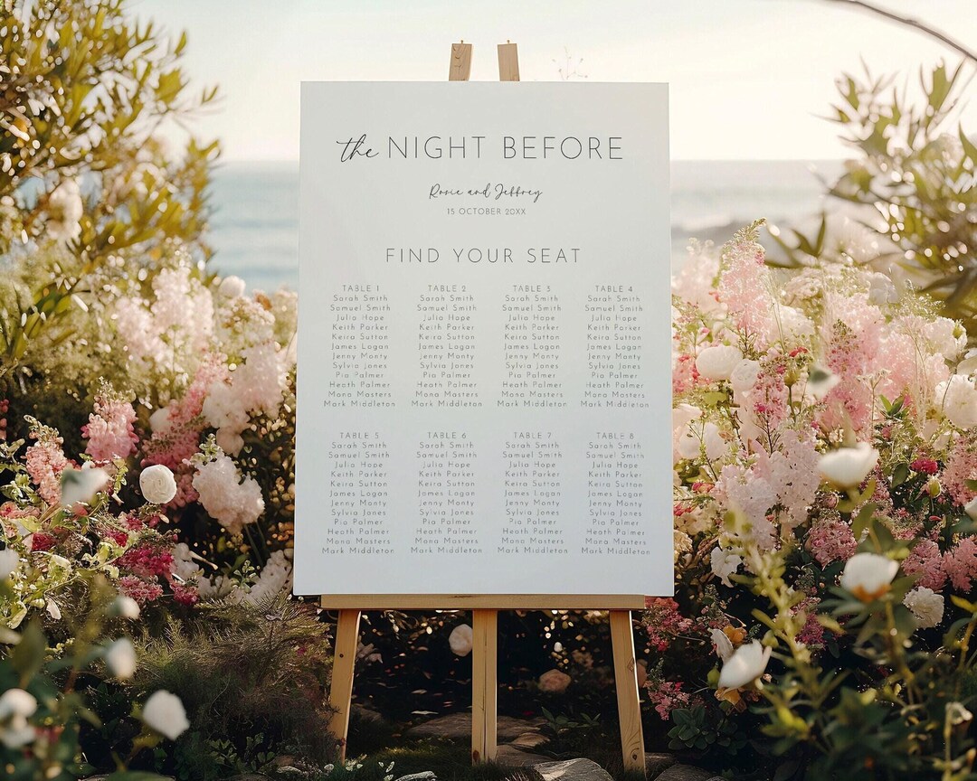 Rehearsal Dinner Seating Chart Template, the Night Before Seating Plan ...