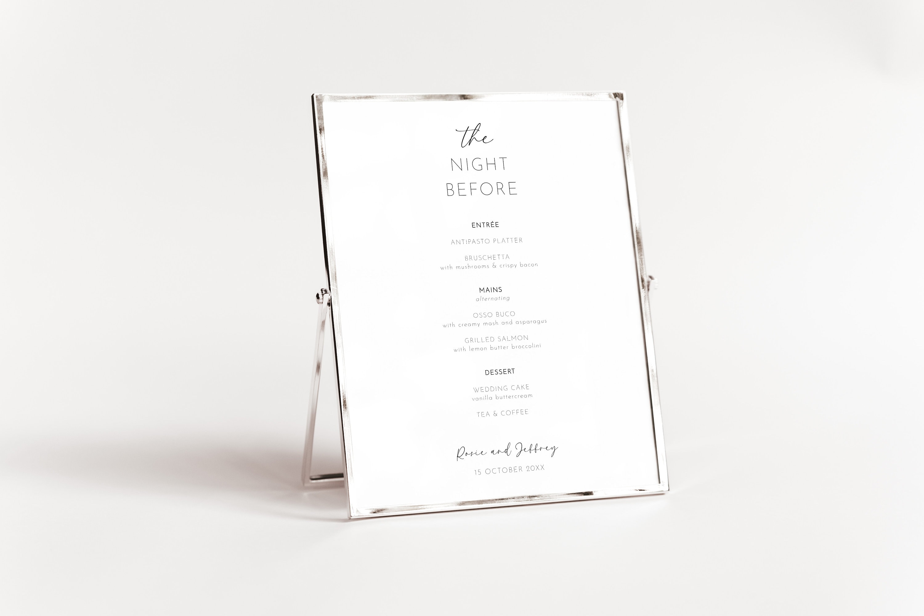 Rehearsal Dinner Menu Card & Table Sign Template, Editable Modern ...