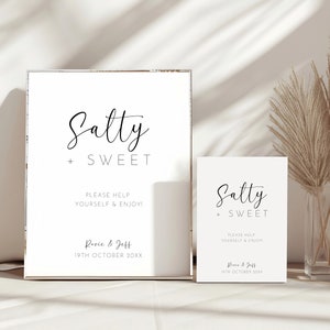Salty and Sweet Printable Bar Sign, Editable Wedding Favor Sign ...