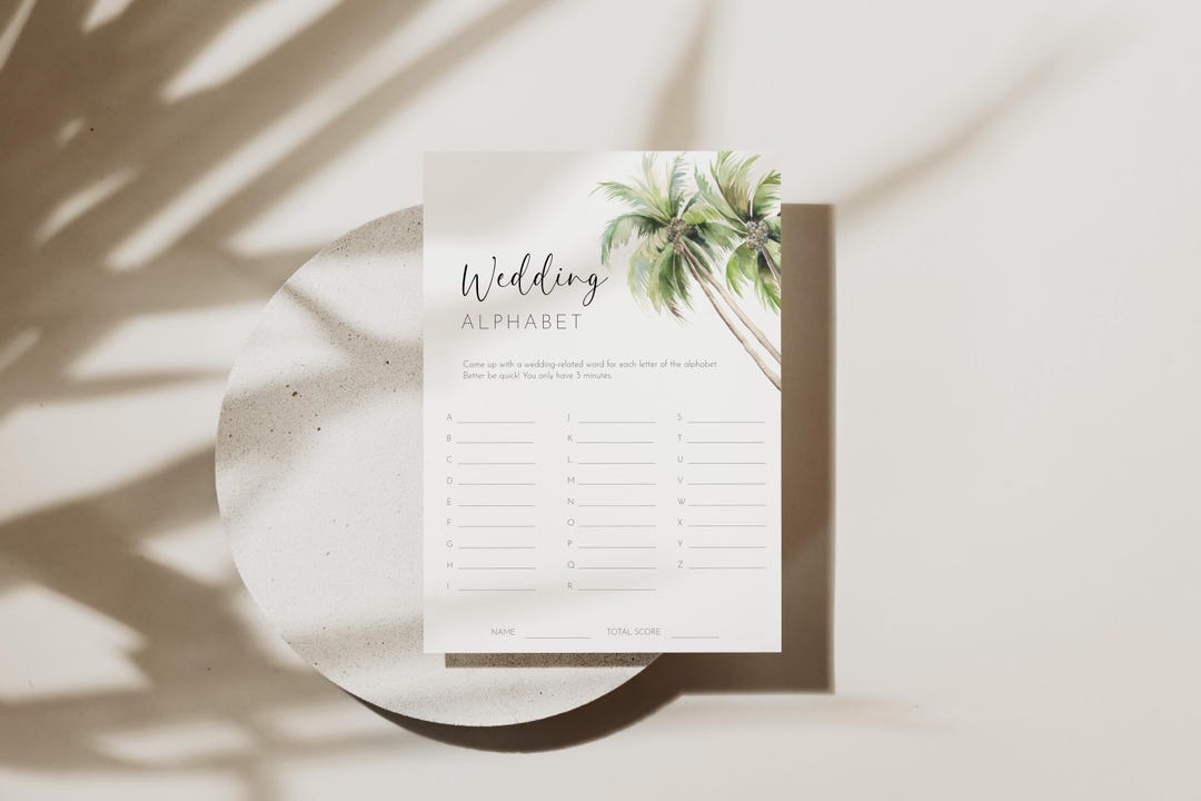 Alphabet Bridal Shower Game, Editable Beach Wedding A-Z Game, Printable ...