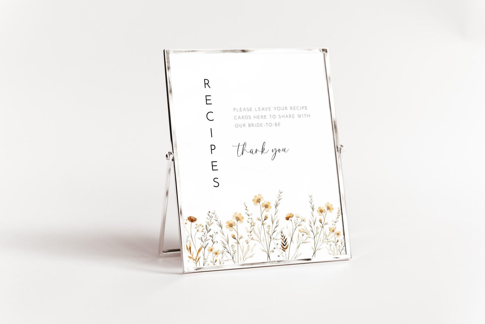 Boho Floral Recipe Card Table Sign Editable Template, Fall Wedding ...