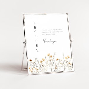 Boho Floral Recipe Card Table Sign Editable Template, Fall Wedding ...