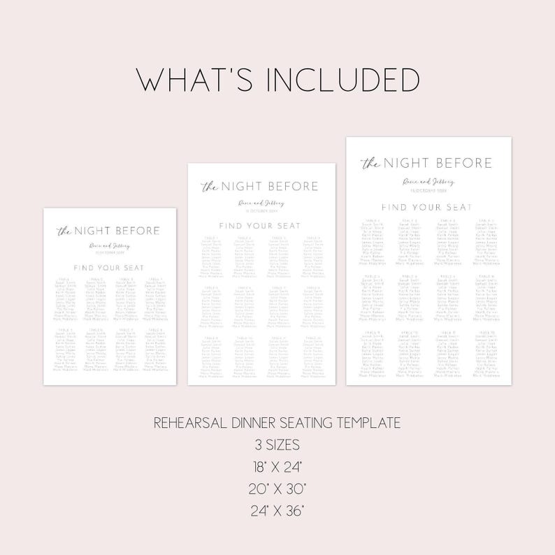 Rehearsal Dinner Seating Chart Template, the Night Before Seating Plan ...