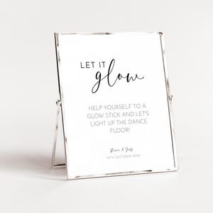 Wedding Glow Stick Sign Template, Let It Glow, Light up the Dance Floor ...