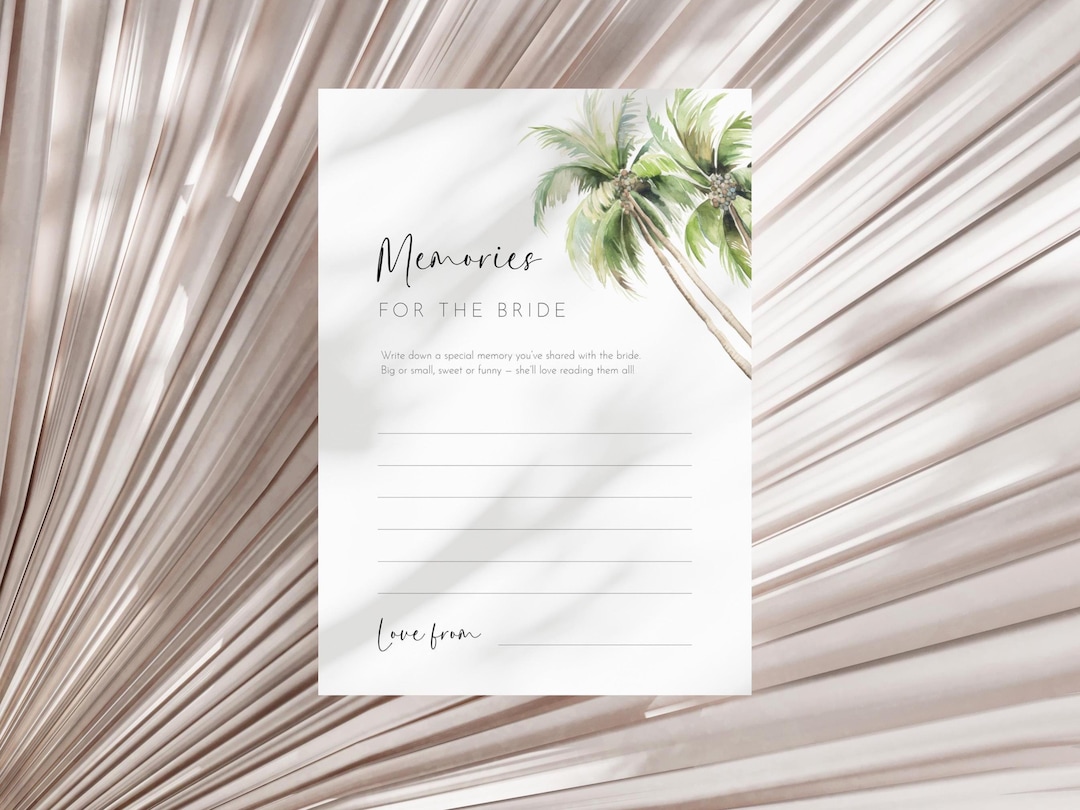 Tropical Bridal Shower Memory Card Game Printable, Memories for the ...