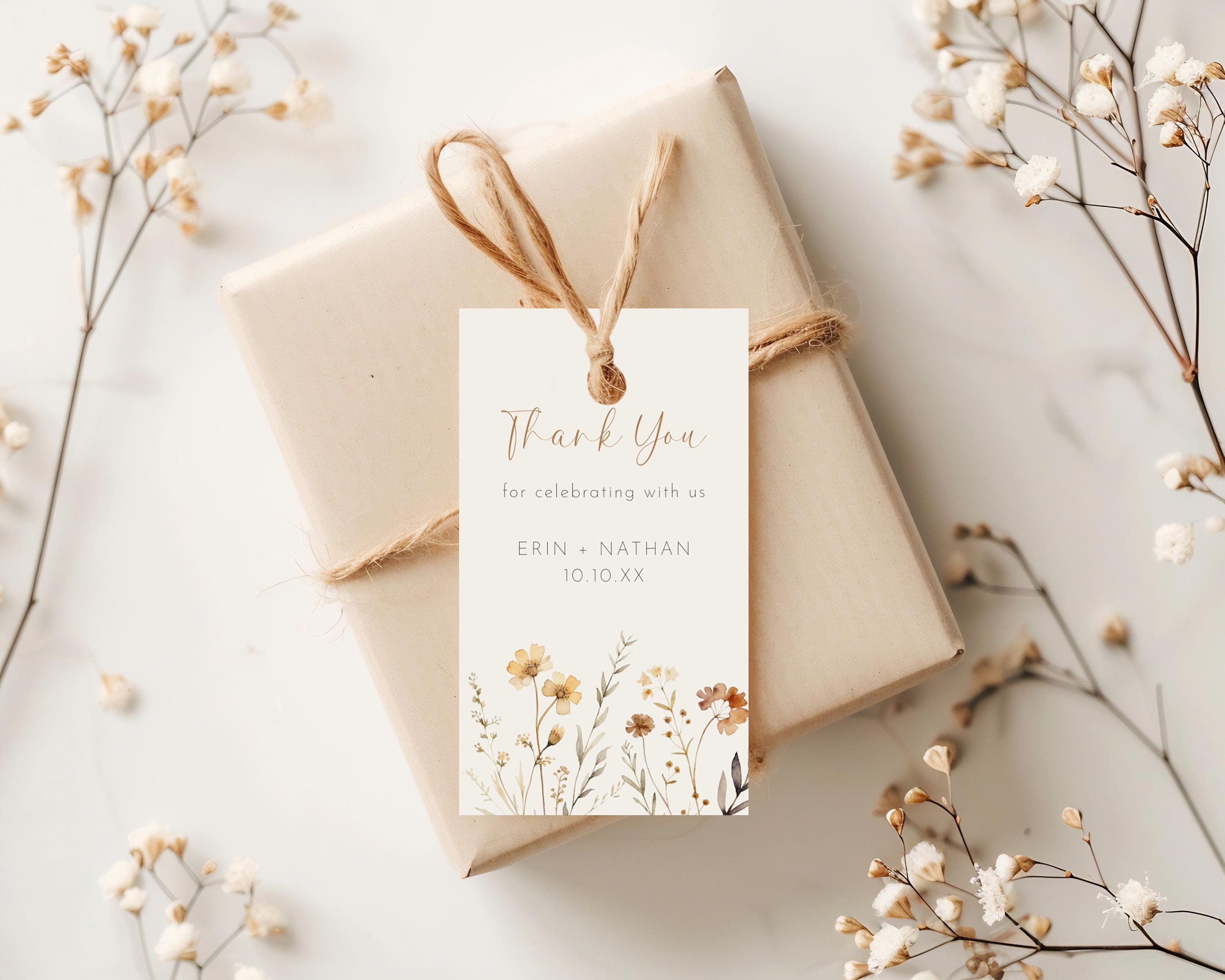 Fall Wedding Favor Tag Editable Template, Burnt Orange Boho Wildflower ...