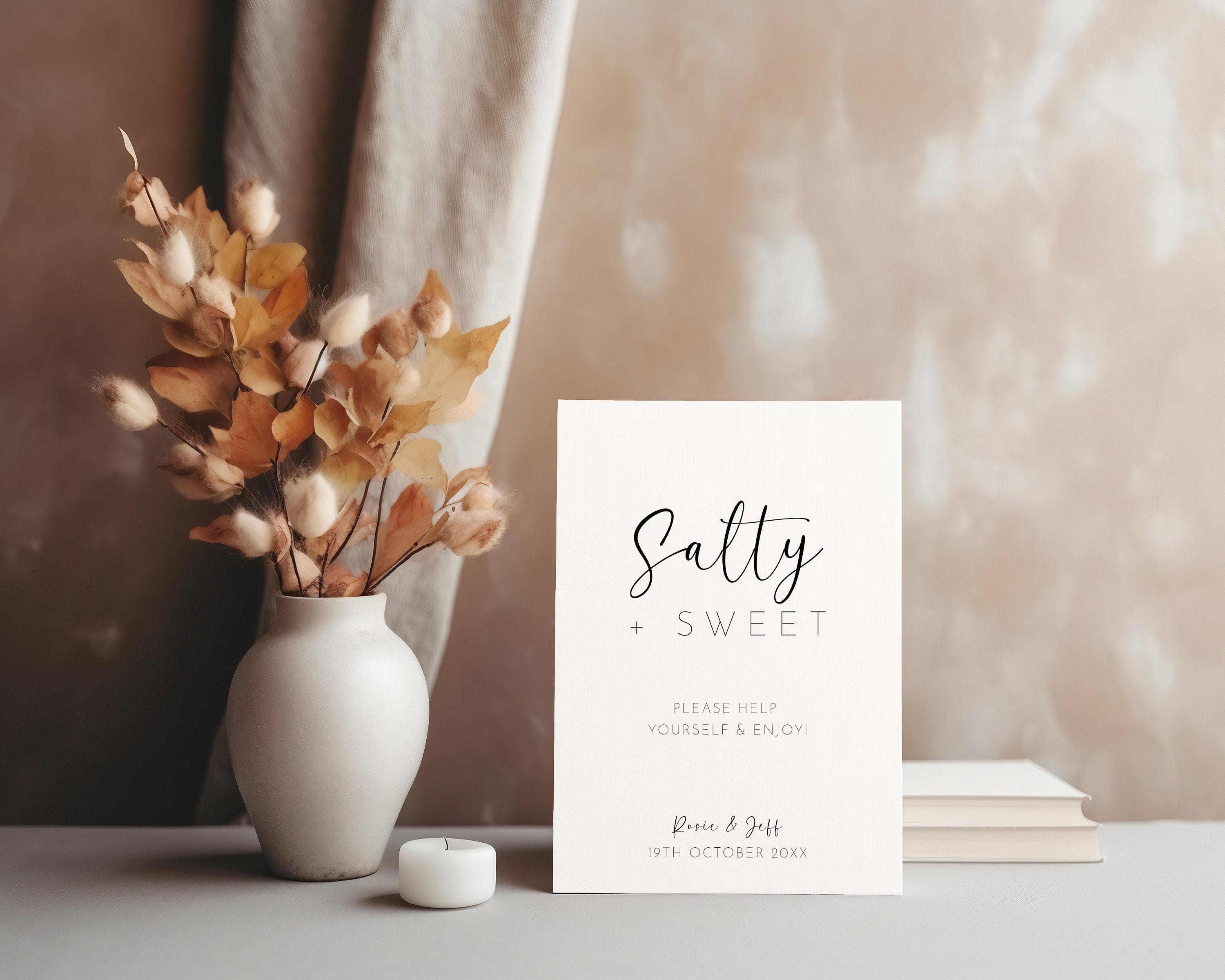 Salty and Sweet Printable Bar Sign, Editable Wedding Favor Sign ...