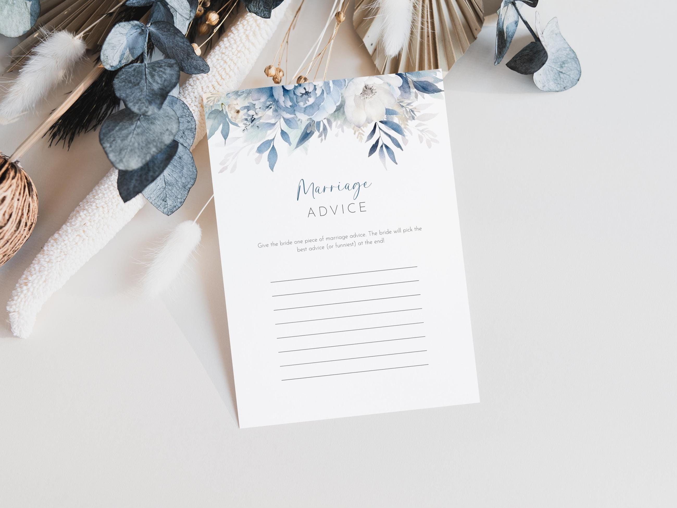 Marriage Advice Card Template, Printable Wedding Advice Cards, Editable ...